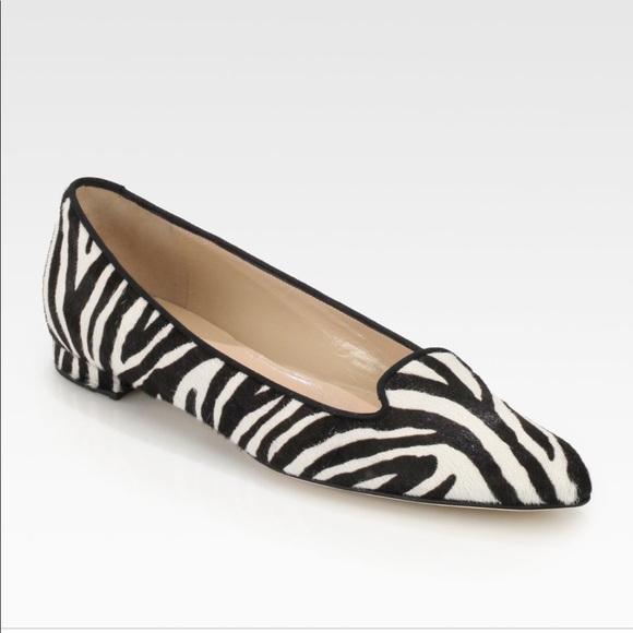 Manolo Blahnik | Shoes | Manolo Blahnik Sharif Zebra Print Flats | Poshmark